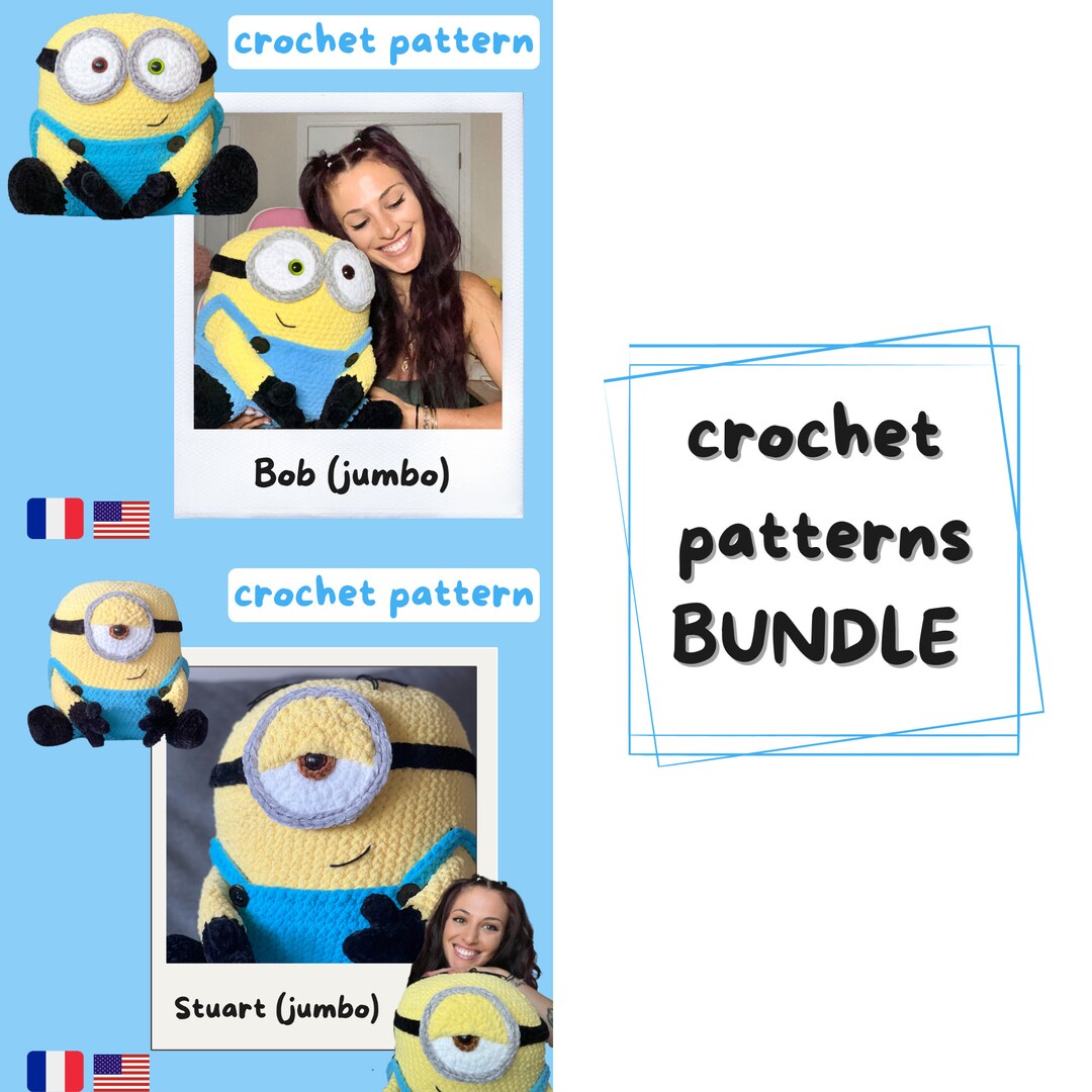 Patterns Bundle Minion Crochet Patterns Bob, Stuart & Kevin- Plush ...