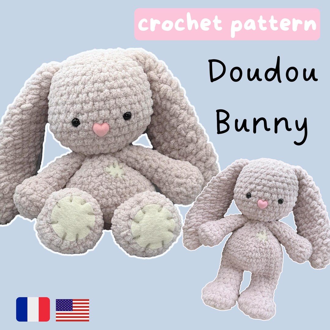 Doudou Bunny Crochet Pattern - Cuddle Size - Rabbit Amigurumi Pattern ...