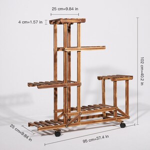 6 Tier Wooden Rolling Plant Shelf Rack Stand Flowers Organizer With ...