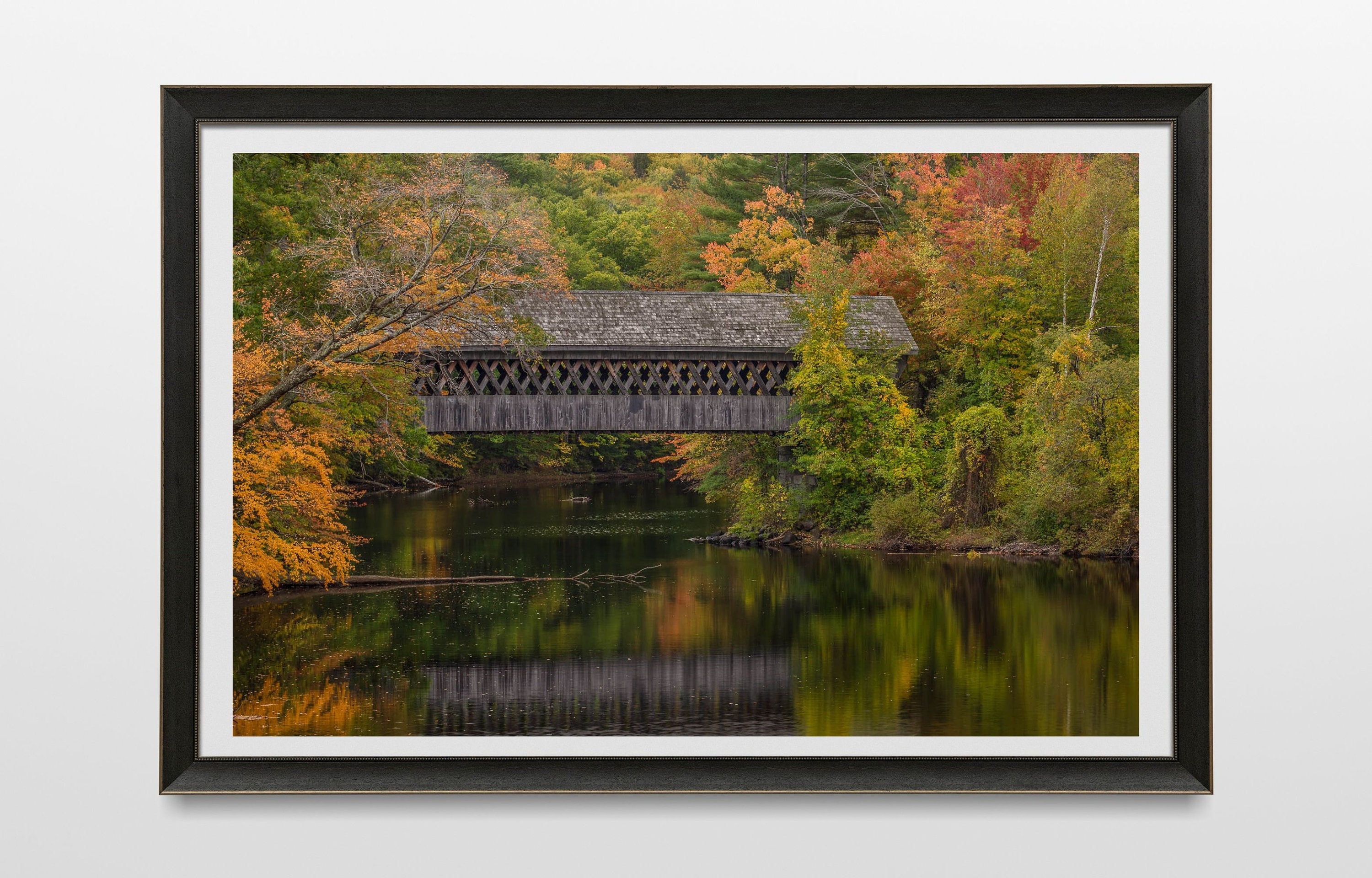 Covered Bridge Wall Decor, New England College Bridge, Fall Landscapes ...