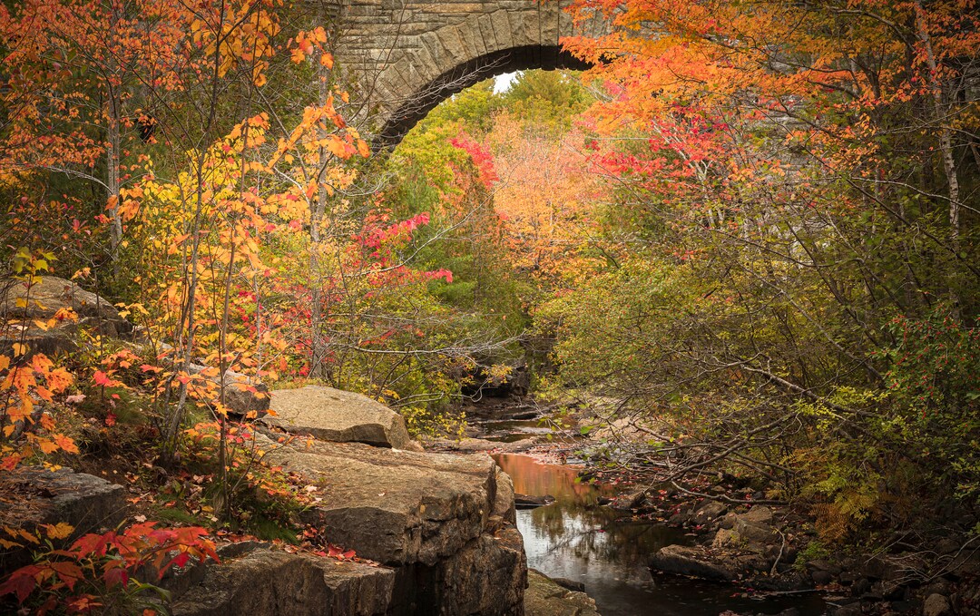Duck Bridge Fall Wall Hanging, Maine Fall Colors, Acadia National Park ...