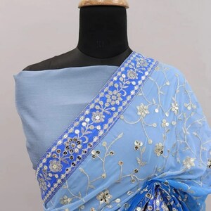 Beautiful Soft Georgette Sequence Work Saree With Mono Banglori ...