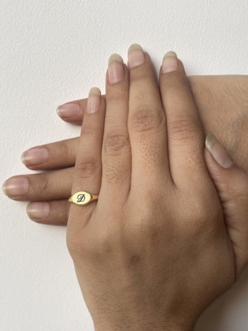 Signet Ring Custom Initial Ring Initial Ring Personalized Signet Ring 14k Gold Signet Ring Gold ...