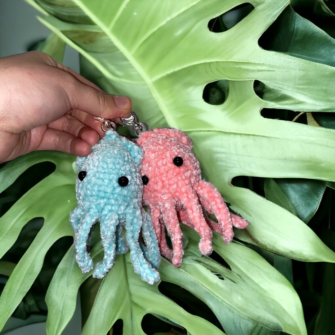 Pastel Crochet Squid Keychains - Etsy