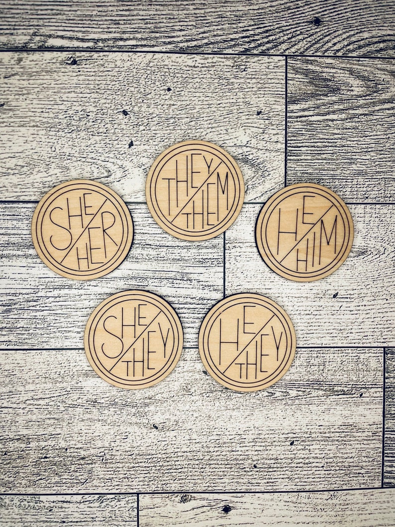 Wood Pronoun Pins, Laser Cut Files, Craft Shows, Svg, Pdf, Eps - Etsy