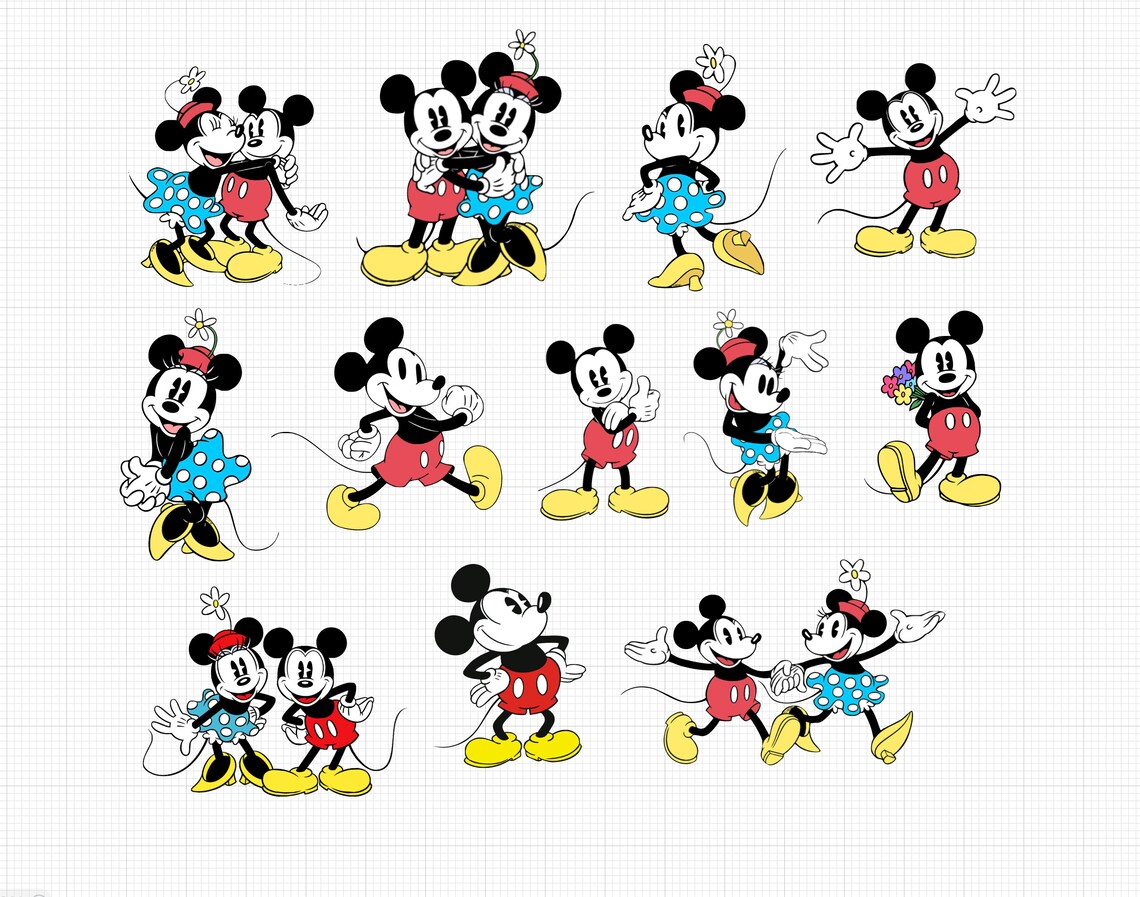 Classic Mickey and Minnie PNG Bundle - Etsy