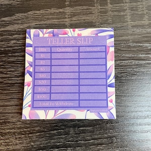 Bank Teller Sticky Note Bank Teller Slip Denomination Breakdown ...