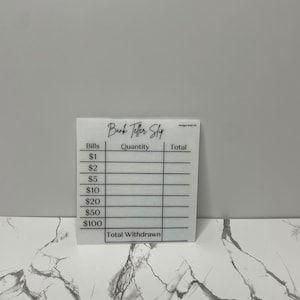 Laminated Bank Teller Slips | Cash Breakdown Slips | Cash Withdrawal ...