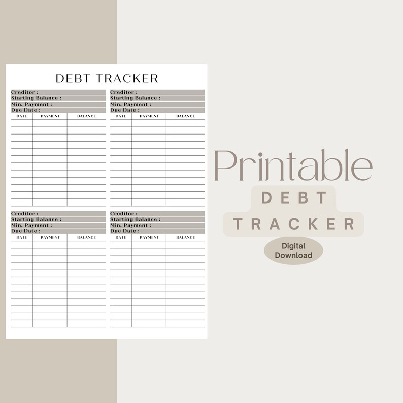 Debt Tracker Printable Sheet | Debt Payment Tracker | Debt Snowball ...
