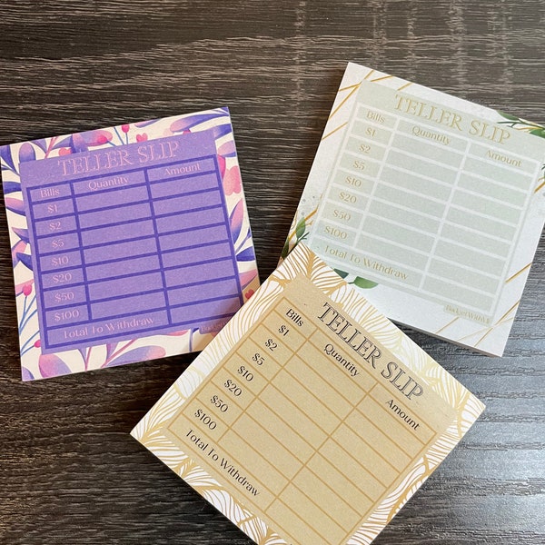 Bank Teller Slip Template - Etsy