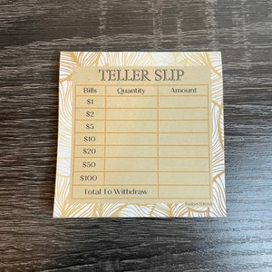 Bank Teller Sticky Note Bank Teller Slip Denomination Breakdown ...