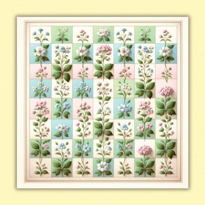 Floral Digital Paper, Instant Download Green Foliage With Pastel ...