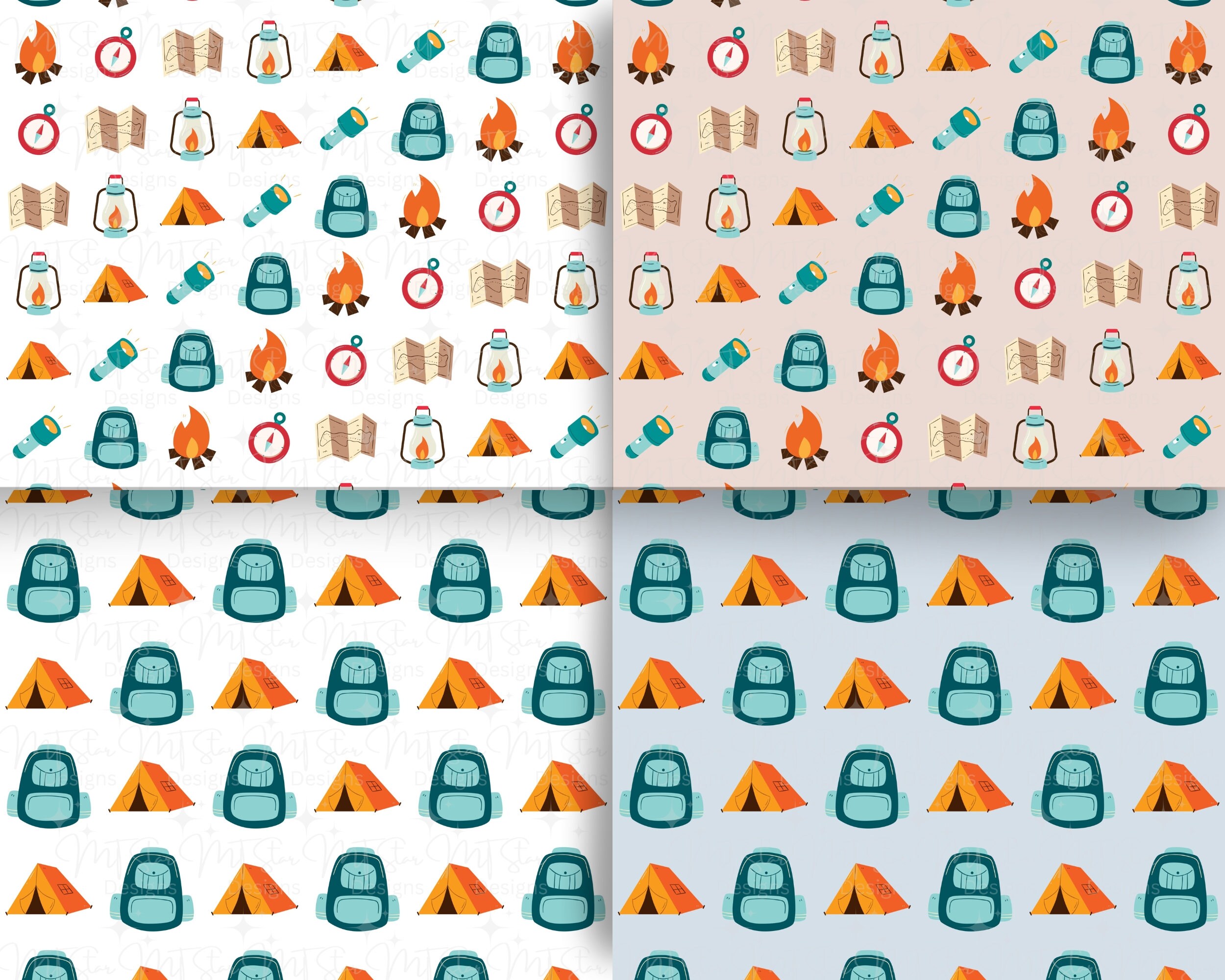 Camping-inspired, INSTANT DOWNLOAD, Digital Paper BONUS Two-size Pack ...