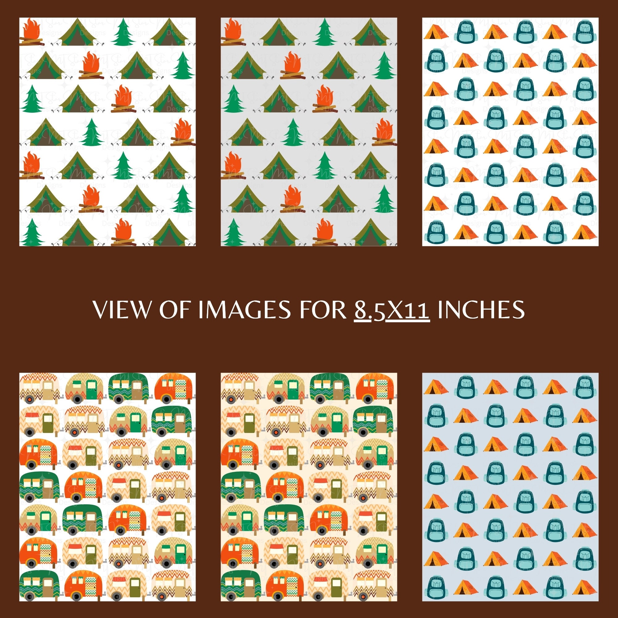 Camping-inspired, INSTANT DOWNLOAD, Digital Paper BONUS Two-size Pack ...