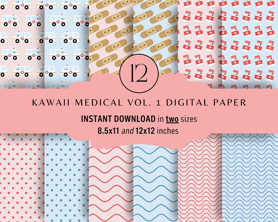 Kawaii Medical Vol 1 INSTANT DOWNLOAD Digital Printable Paper, Bonus ...