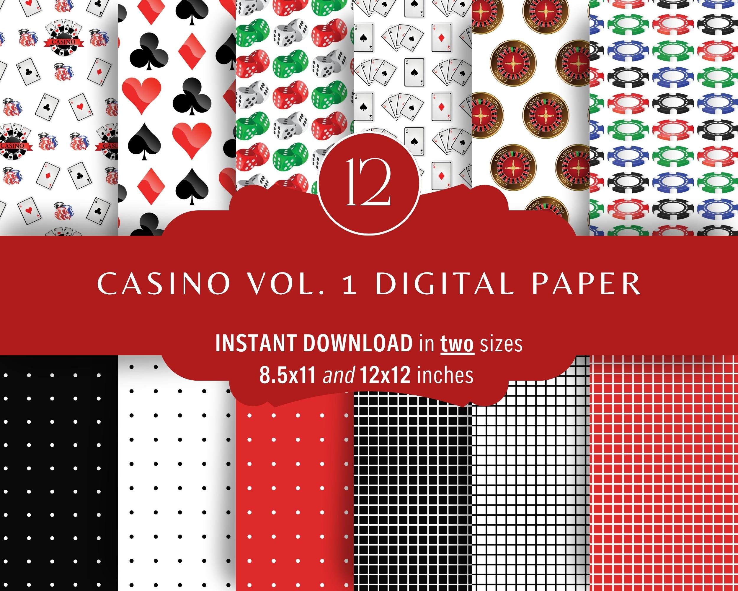Casino Vol 1 INSTANT DOWNLOAD Digital Paper Printable, BONUS Pack Two ...