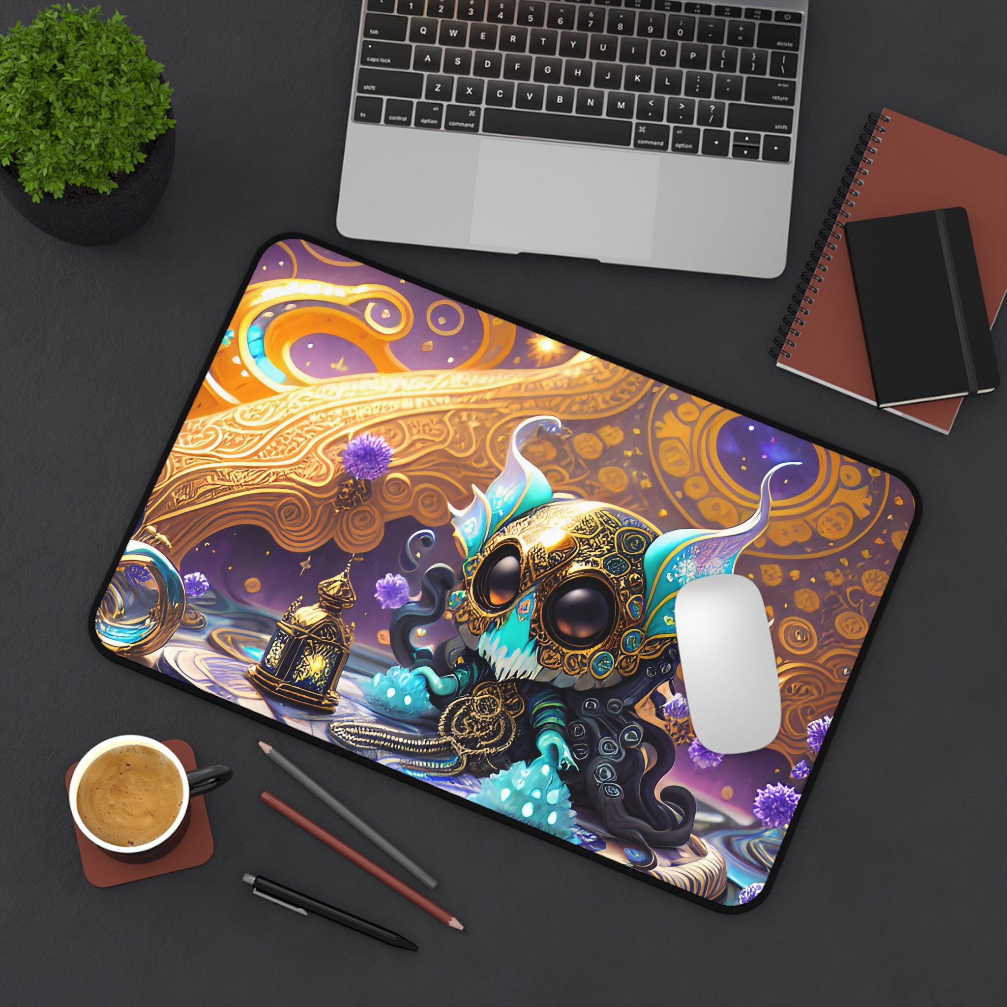 Functional Art Desk Mat, Enchanted Fantasy Artwork Workspace Protector ...