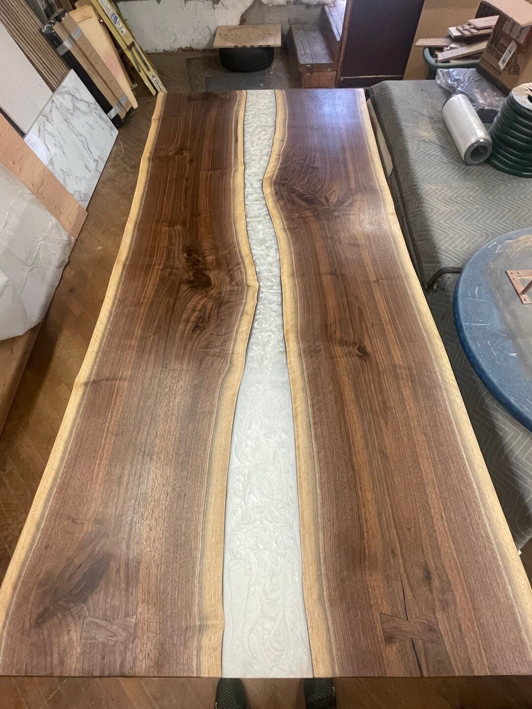 Custom Made Black Walnut Live Edge Epoxy Table - Etsy