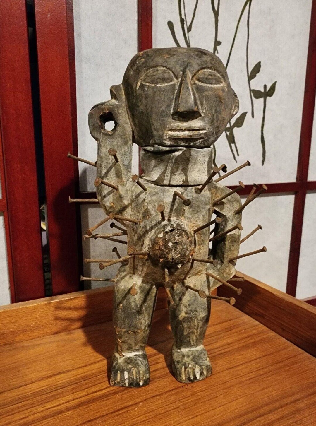 20th Century Carved Wood African Nkisi-nkondi Power Figure, Nail Fetish ...