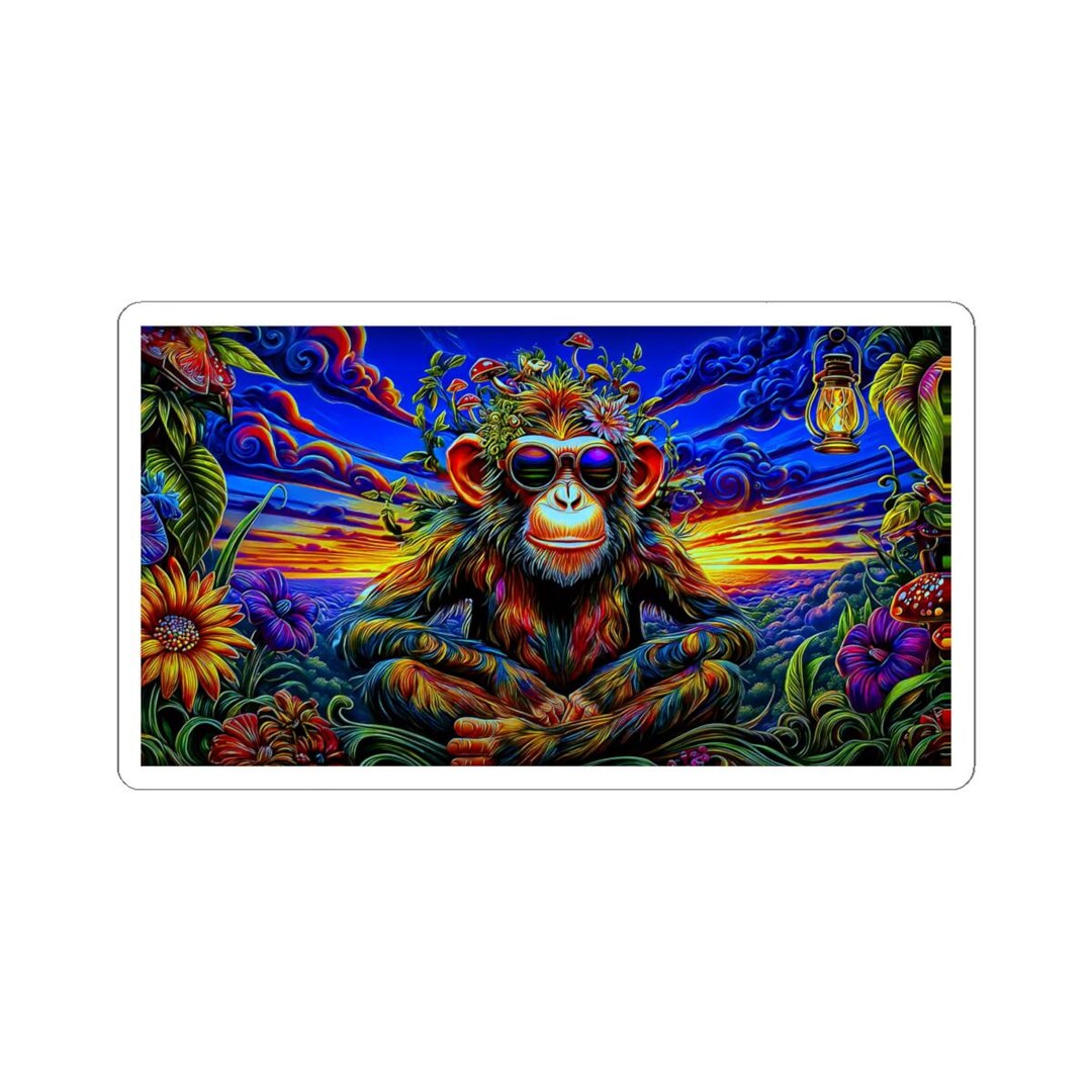 Psychedelic Monkey Vinyl Sticker: Funky Laptop Decal, Colorful Art - Etsy