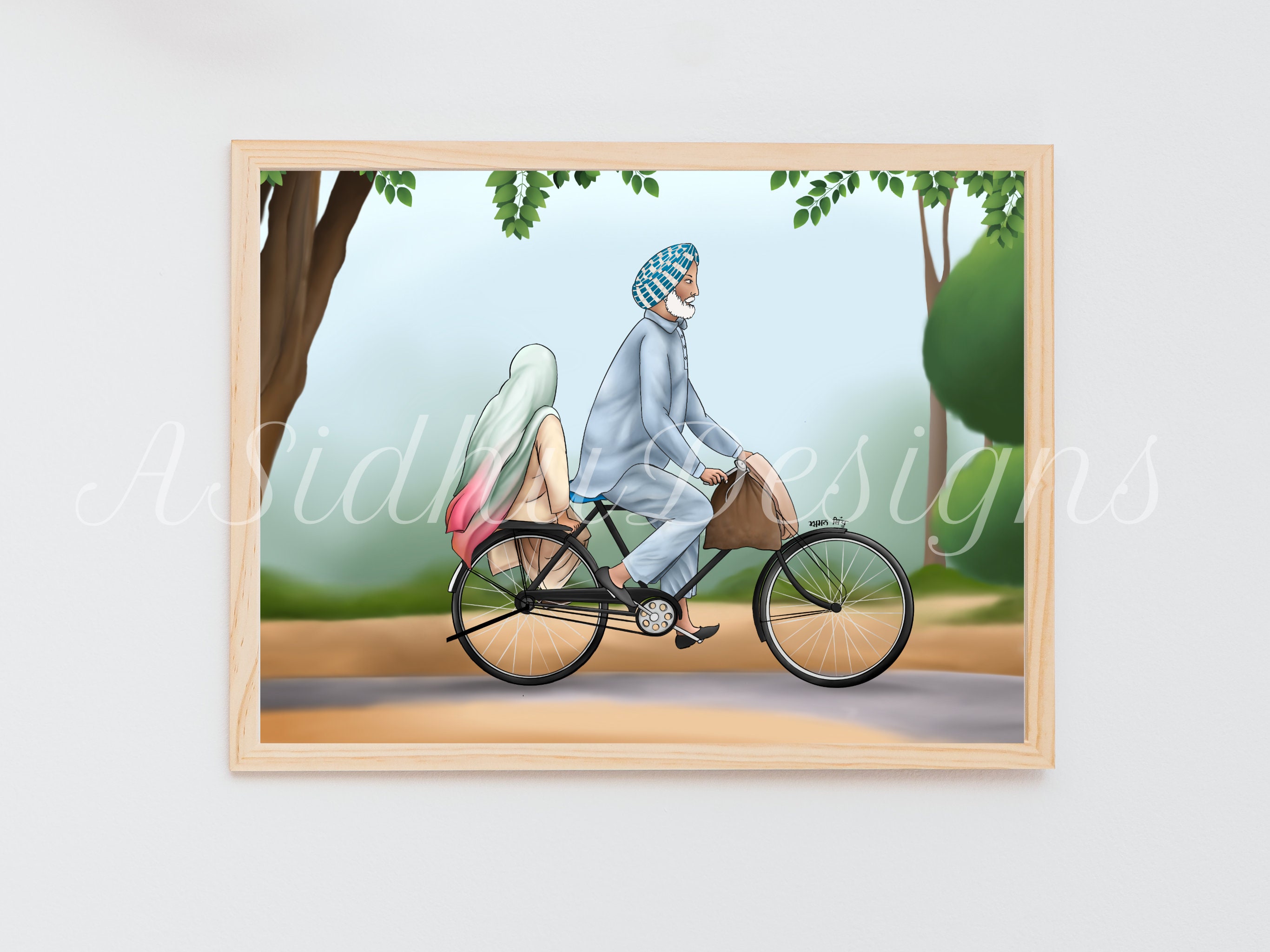 Punjabi Old Couple Digital Print | Desi Couple | Digital Art Print ...
