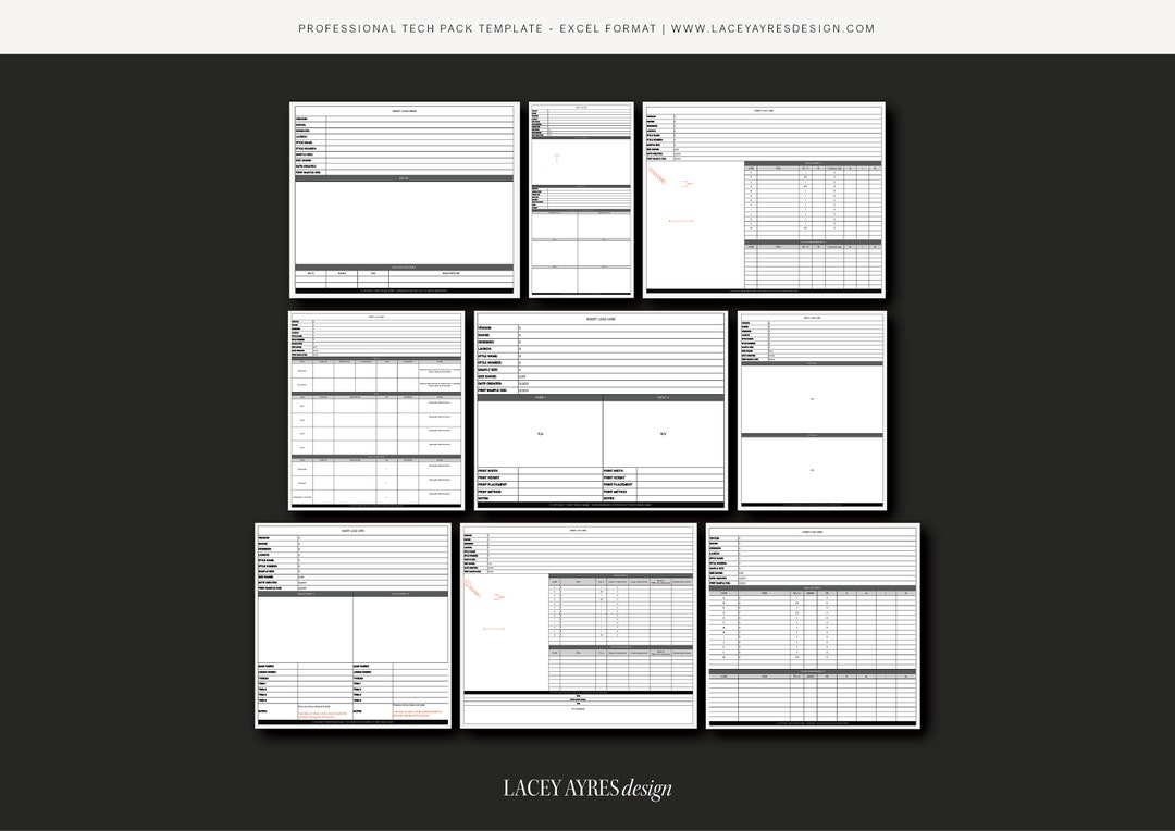 Professional Tech Pack Template Example Excel Format - Etsy