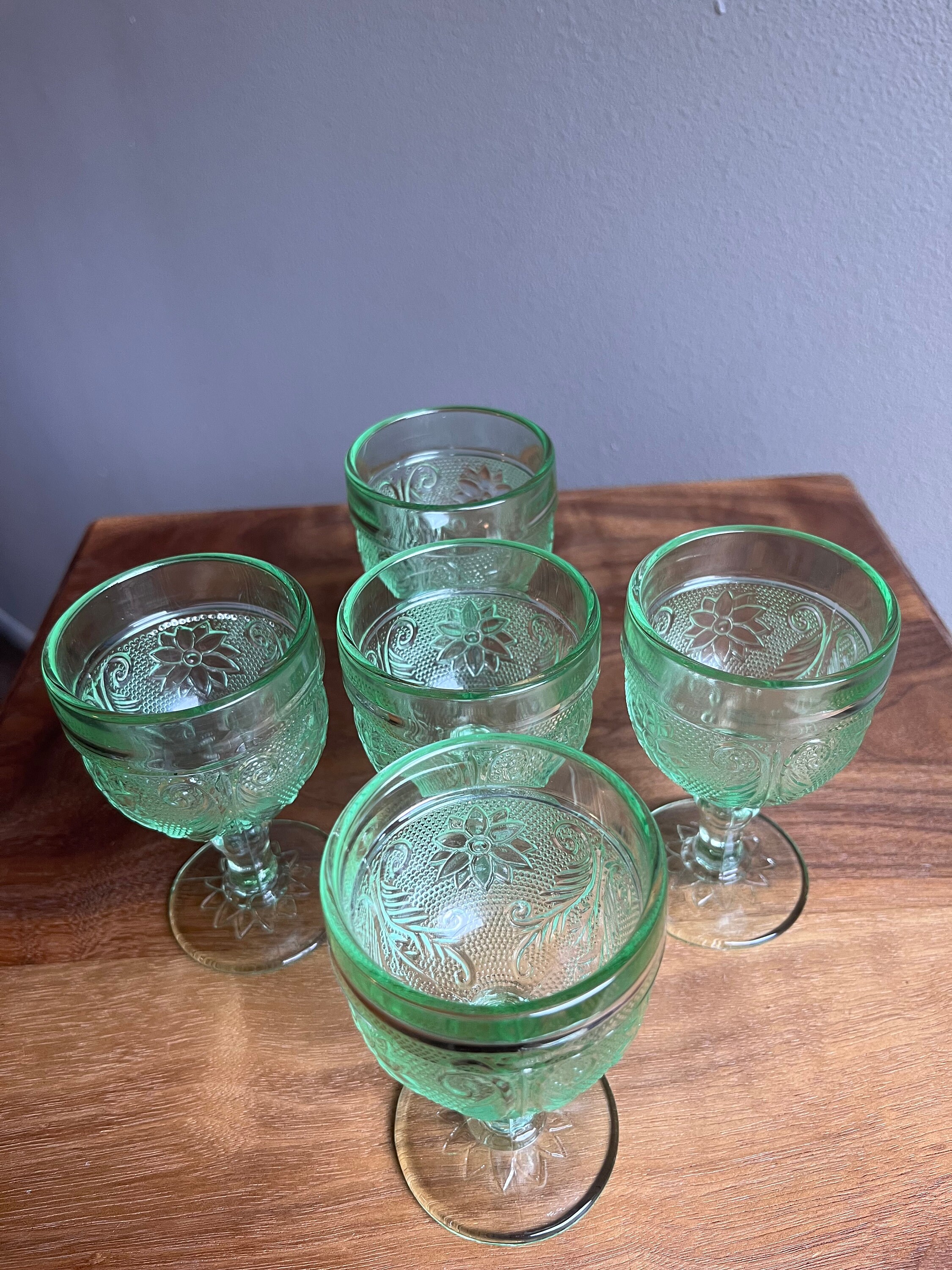 Indiana Glass (set of 5) Tiara Chantilly Green Sandwich Glasses - Etsy