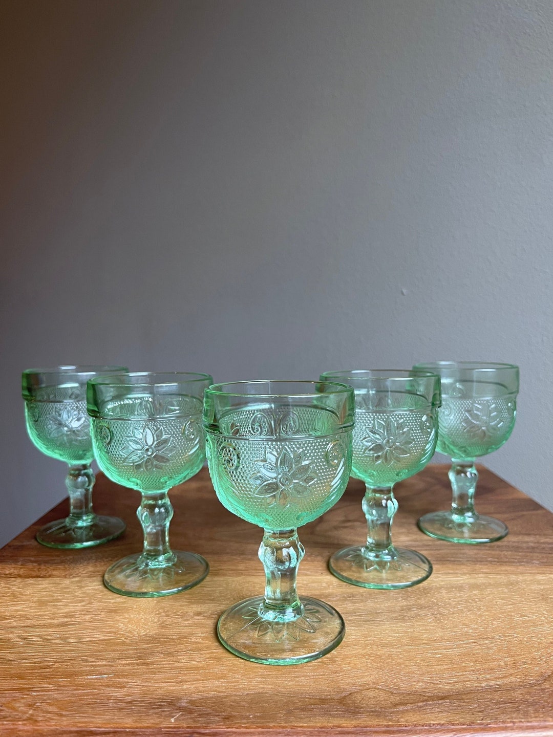 Indiana Glass (set of 5) Tiara Chantilly Green Sandwich Glasses - Etsy