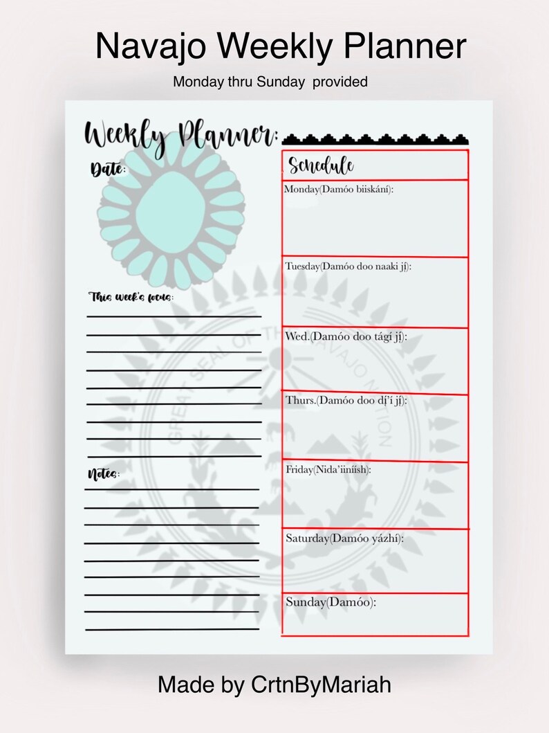 Digital Navajo Daily Planner - Etsy