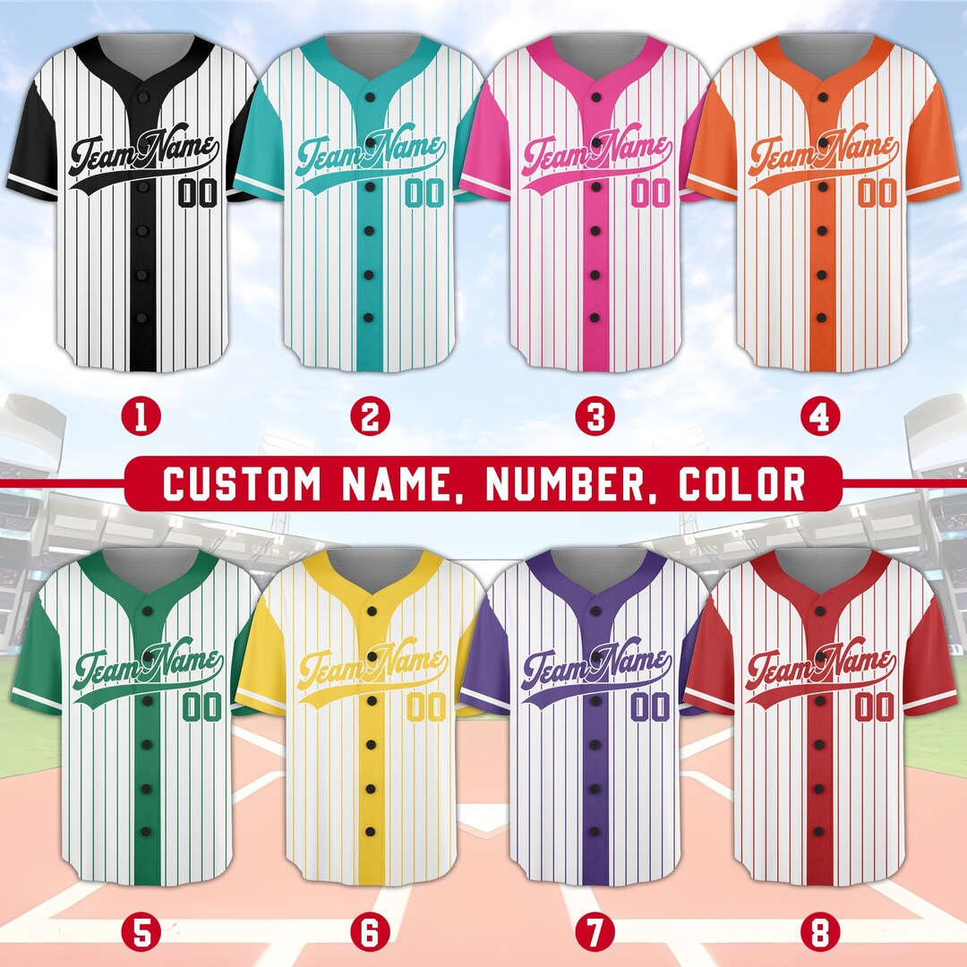 Personalized Baseball Jersey, Custom Name Number Color Stripe Jersey ...