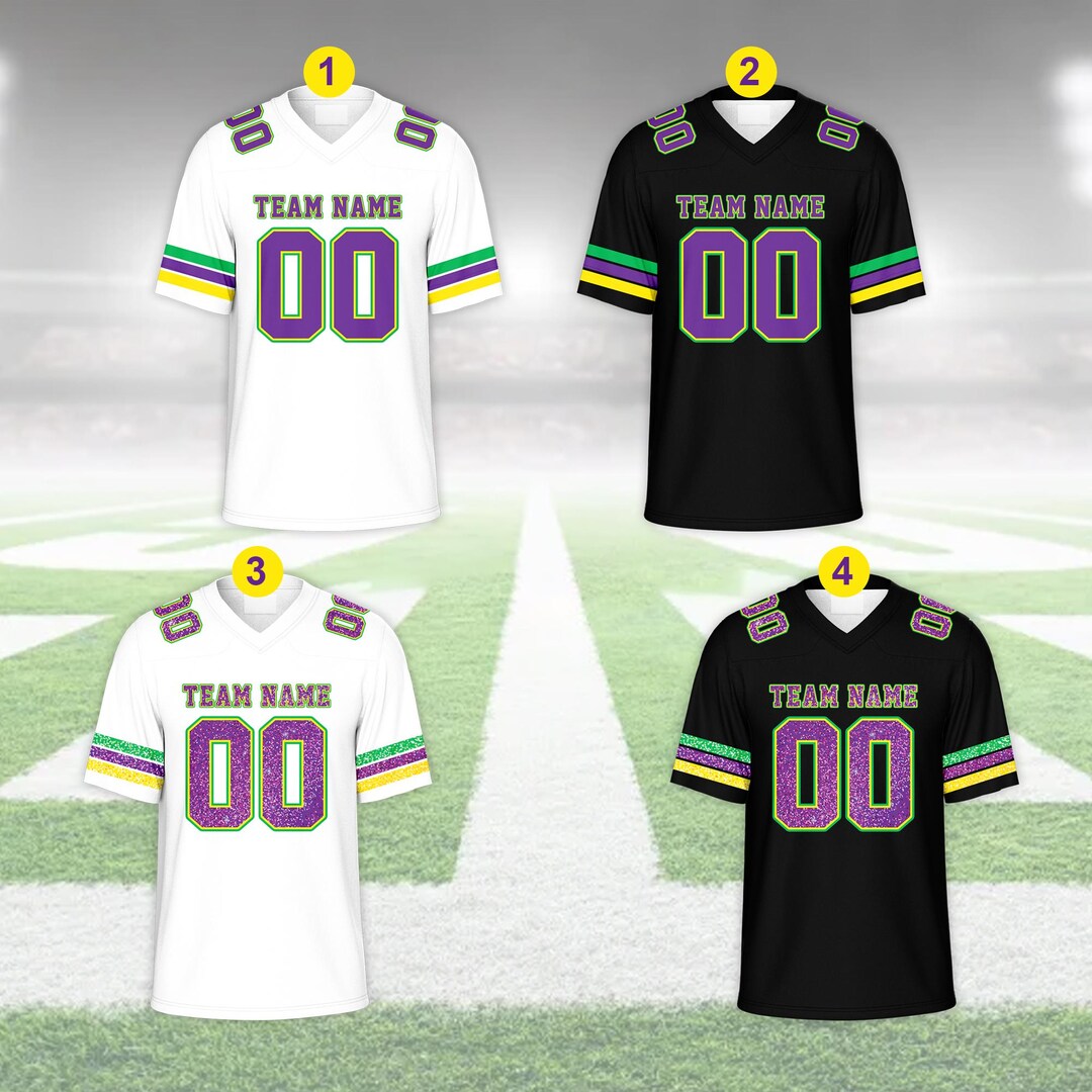Personalized Mardi Gras Football Jersey, Custom Name and Number Mardi ...