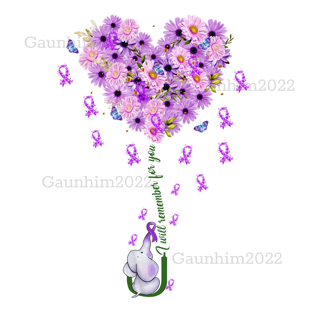 Alzheimer Awareness Cute Elephant I Will Remember for You Digital PNG ...