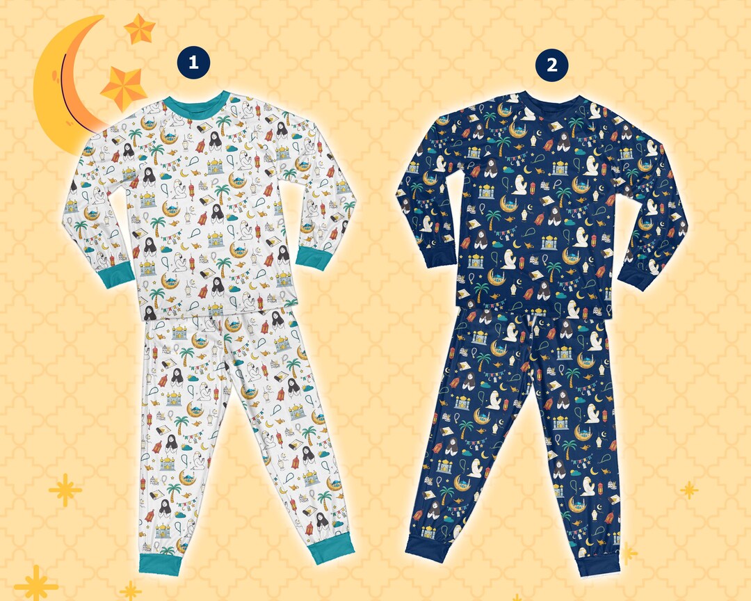 Ramadan Kareem Pajamas, Ramadan Mubarak Fasting Long Sleeve Two Piece ...