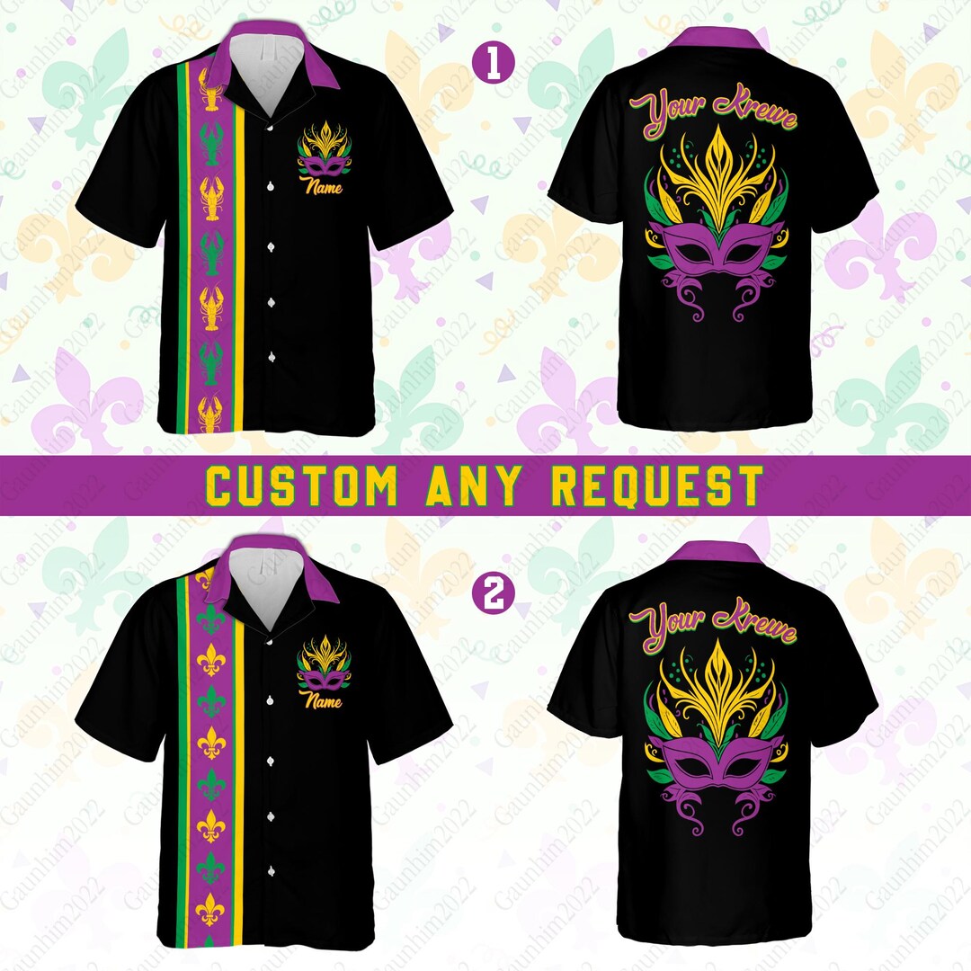Personalized Mardi Gras Hawaiian Shirt, Custom Name Mardi Gras Parade ...