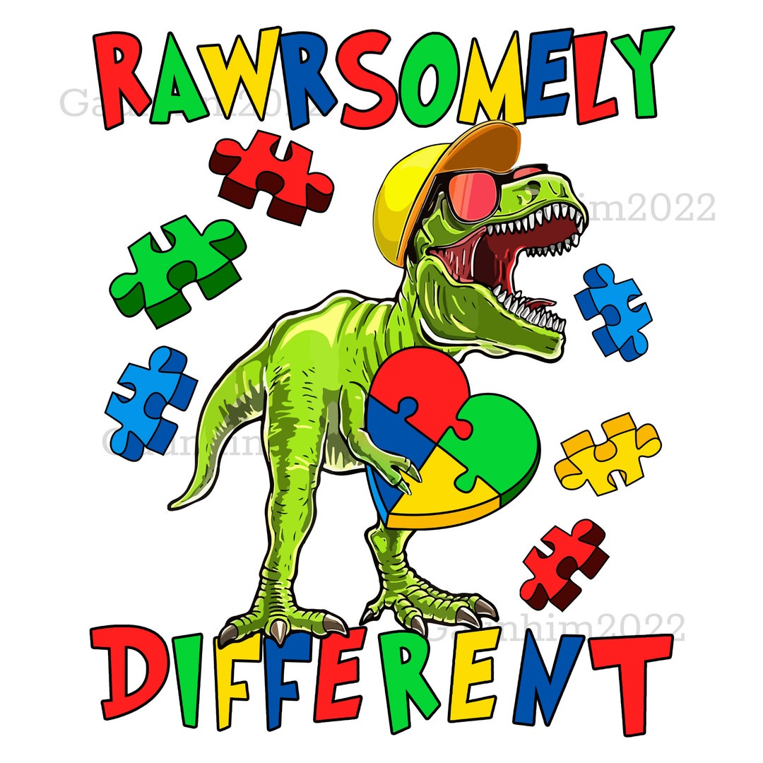 Rawrsomely Different Autism T-rex Png, Autism Awareness Png, Autism ...