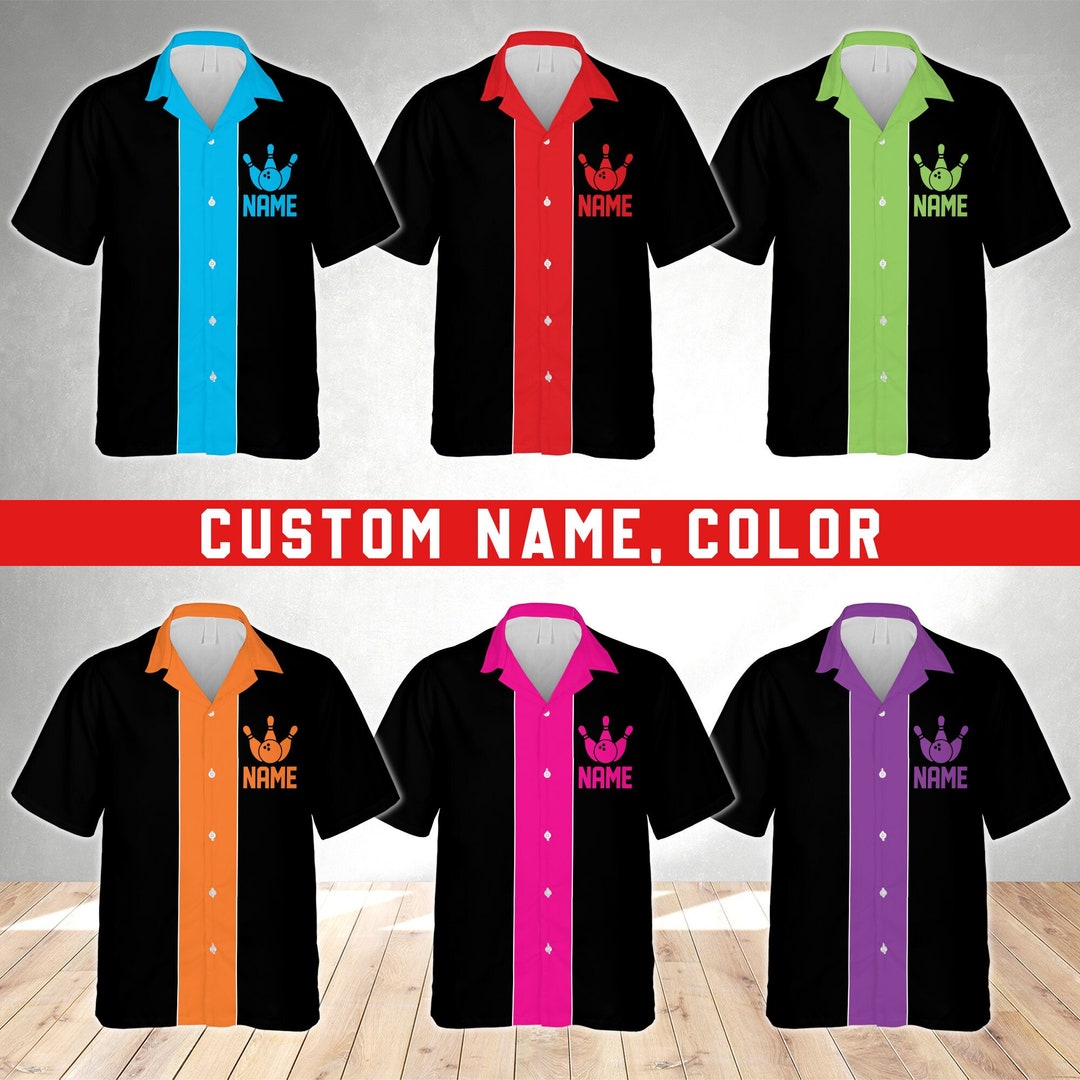 Personalized Retro Bowling Hawaiian Shirt, Custom Color, Name Bowler ...