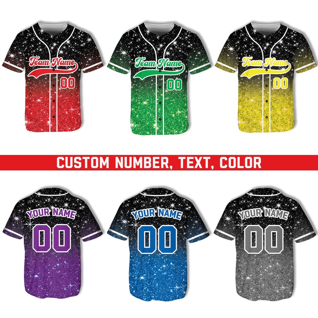 Personalized Glitter Baseball Jersey, Custom Name Number Color Glitter ...