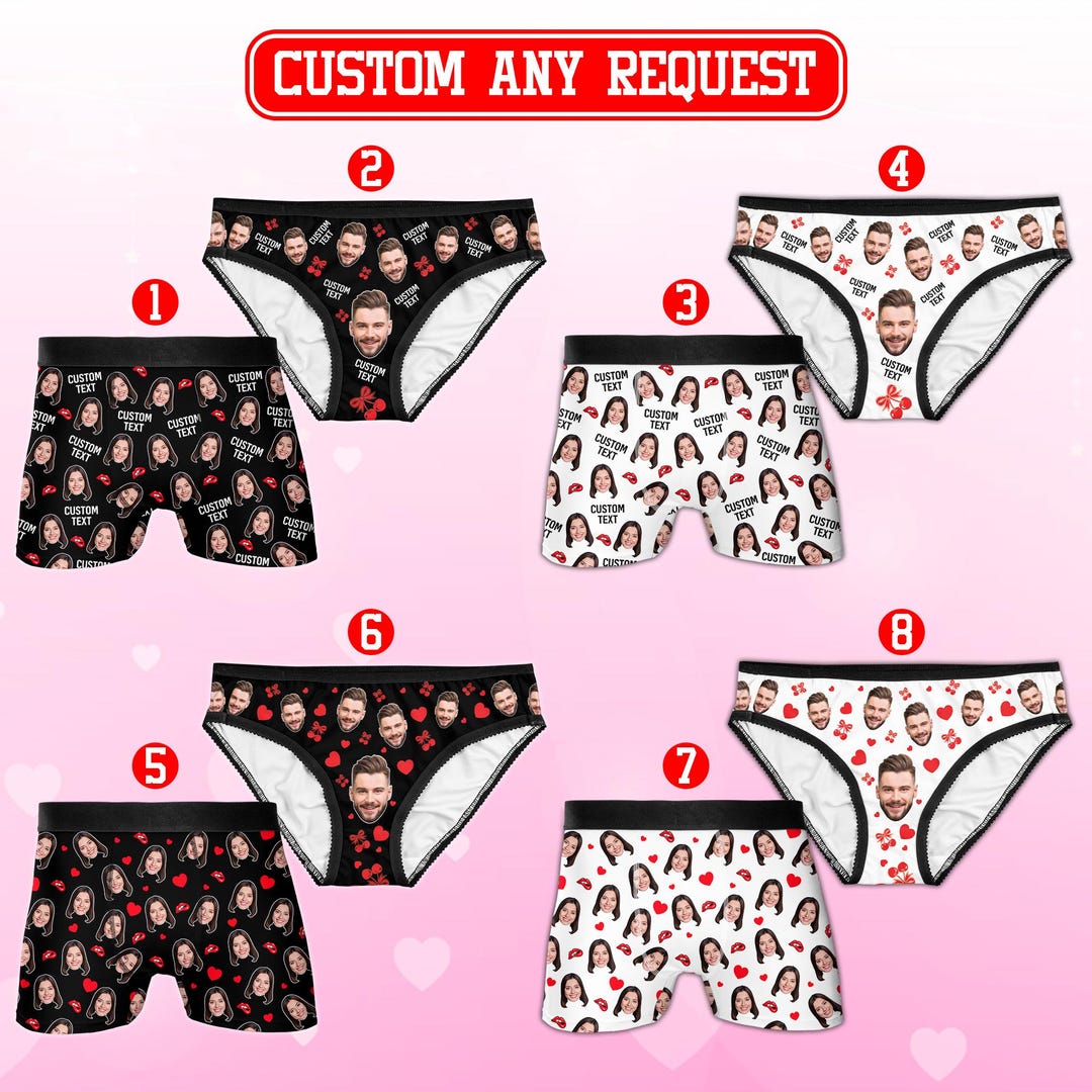 Personalized Couple Valentine Underwear, Valentines Day Custom Text and ...