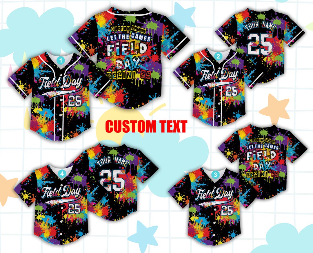 Personalized Paint Splatter Field Day Baseball Jersey, Custom Field Day ...