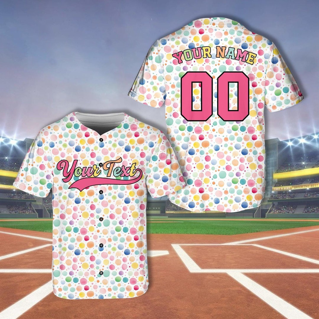 Personalized Polka Dot Baseball Jersey, Custom Name Number Dot Day ...