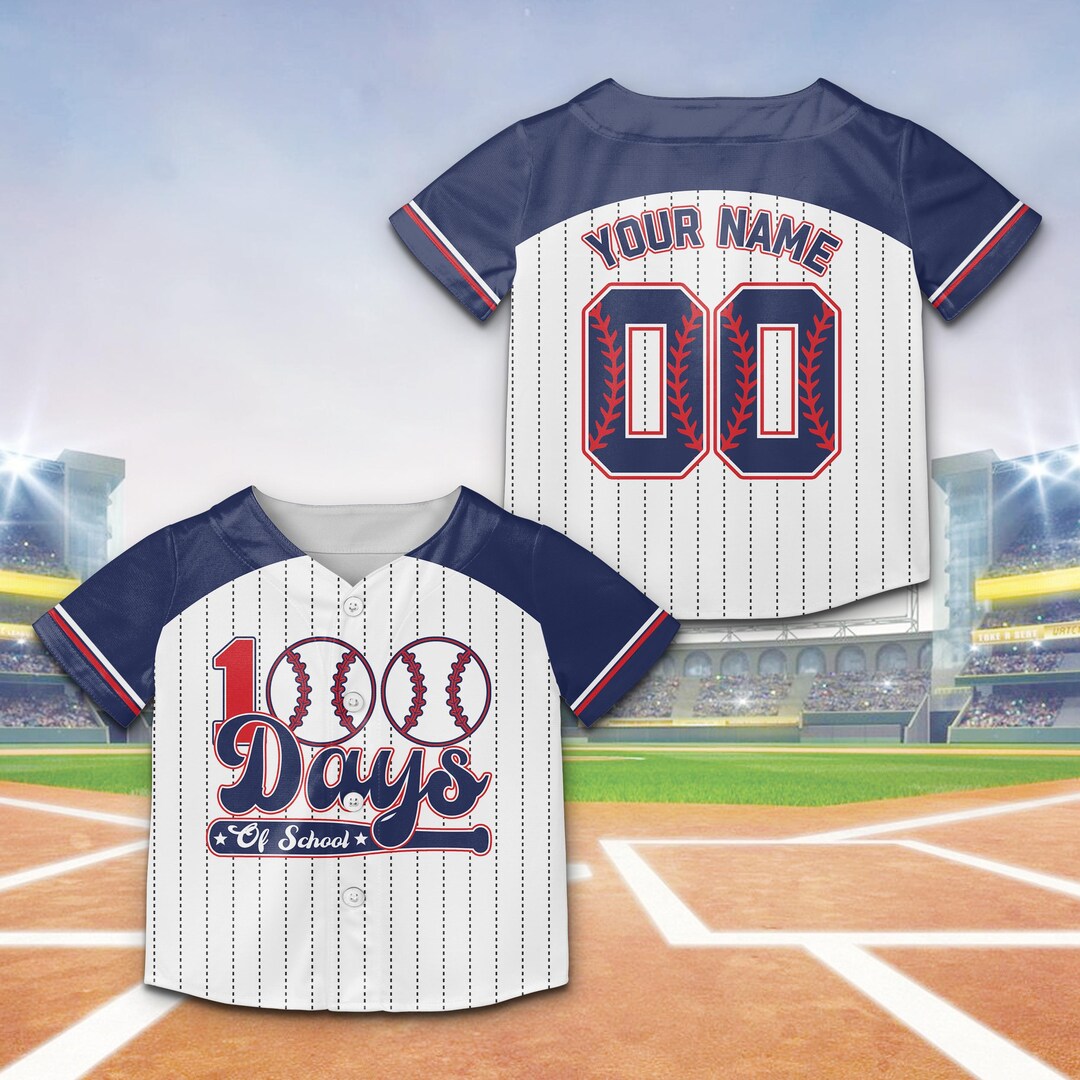 Personalized 100 Days of School Baseball Jersey, Custom Name Kids and ...