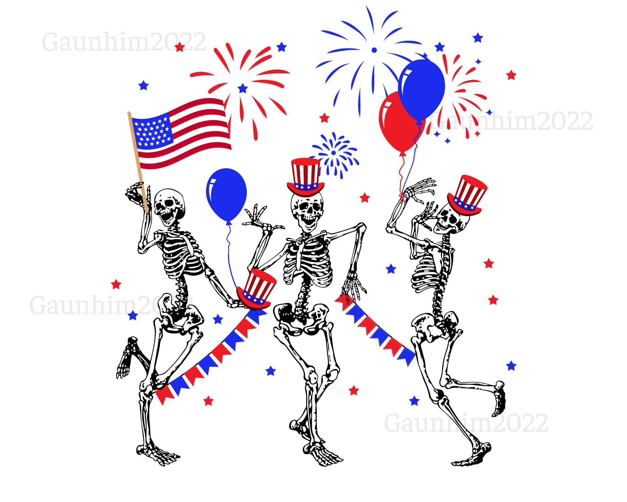 4th of July Dancing Skeletons PNG, Skeleton Png, 4th of July Png ...