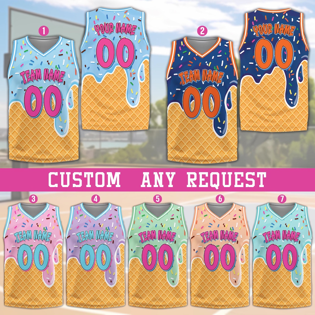 Personalized Ice Cream Drip Basketball Jersey, Custom Sprinkle Drip ...