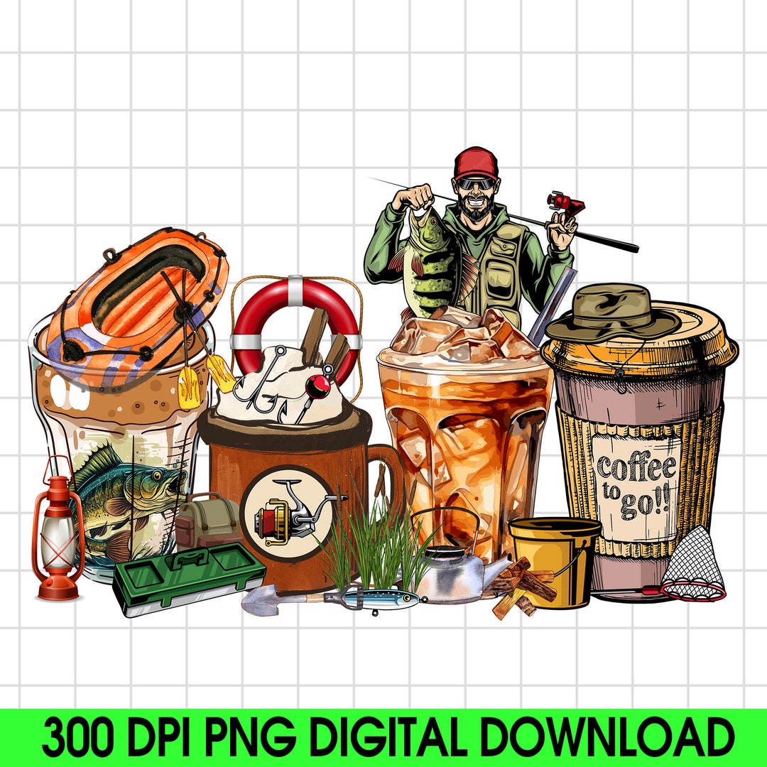Fishing Coffee Cups Png, Fishing Life Png, Fishing Coffee Clipart ...