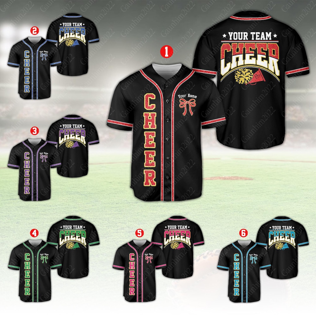 Personalized Glitter Cheer Baseball Jersey, Custom Your Team Cheer ...