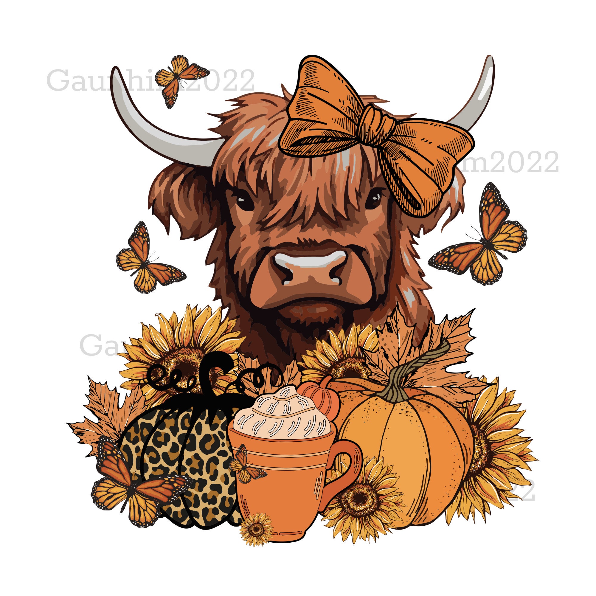 Highland Cow Fall Design Png Fall PNG Fall Cow Sublimation - Etsy