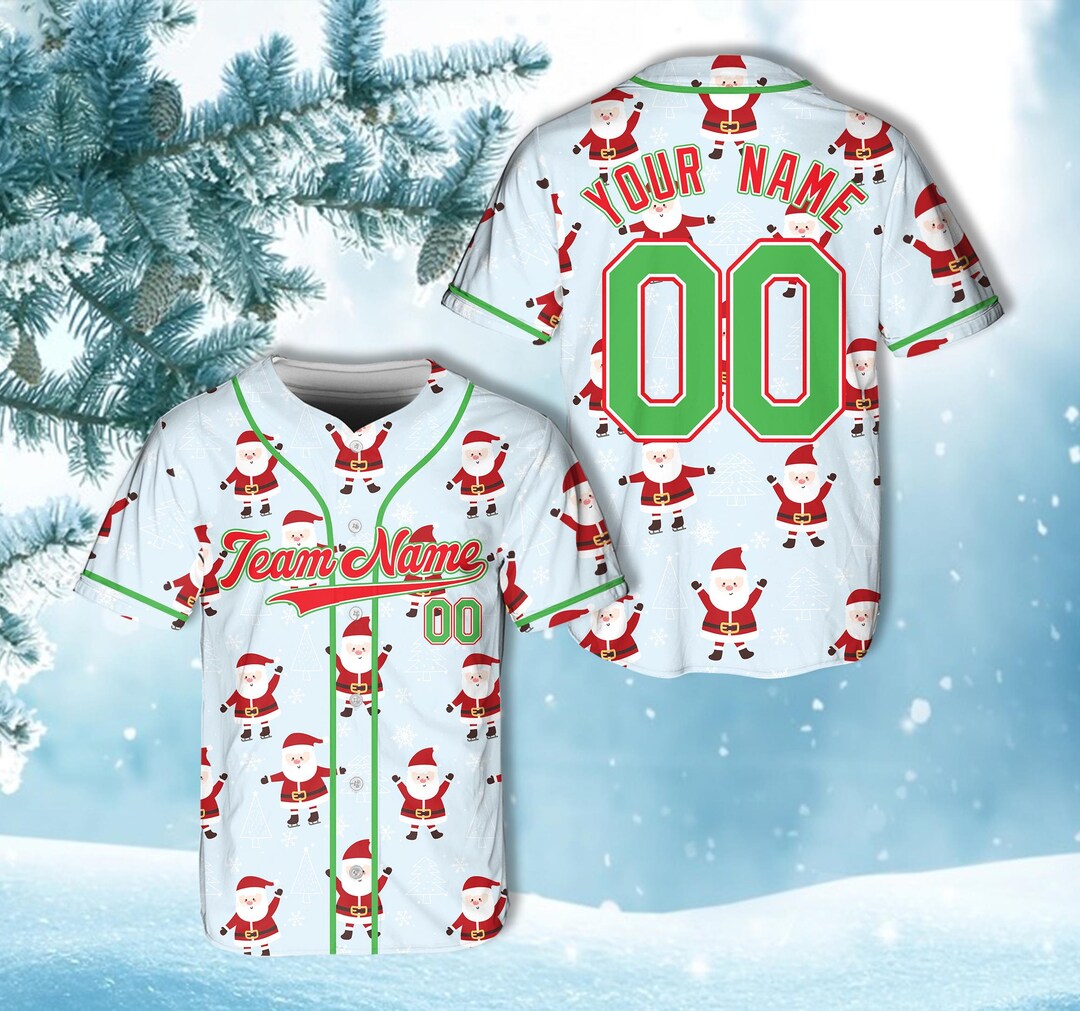 Personalized Cute Santa Christmas Baseball Jersey, Custom Name ...