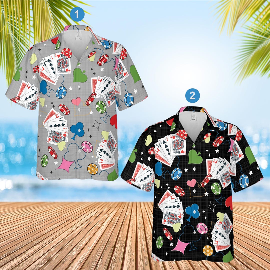 Funny Casino Gambling Hawaiian Shirt, Dice Cards Poker Chips Casino ...