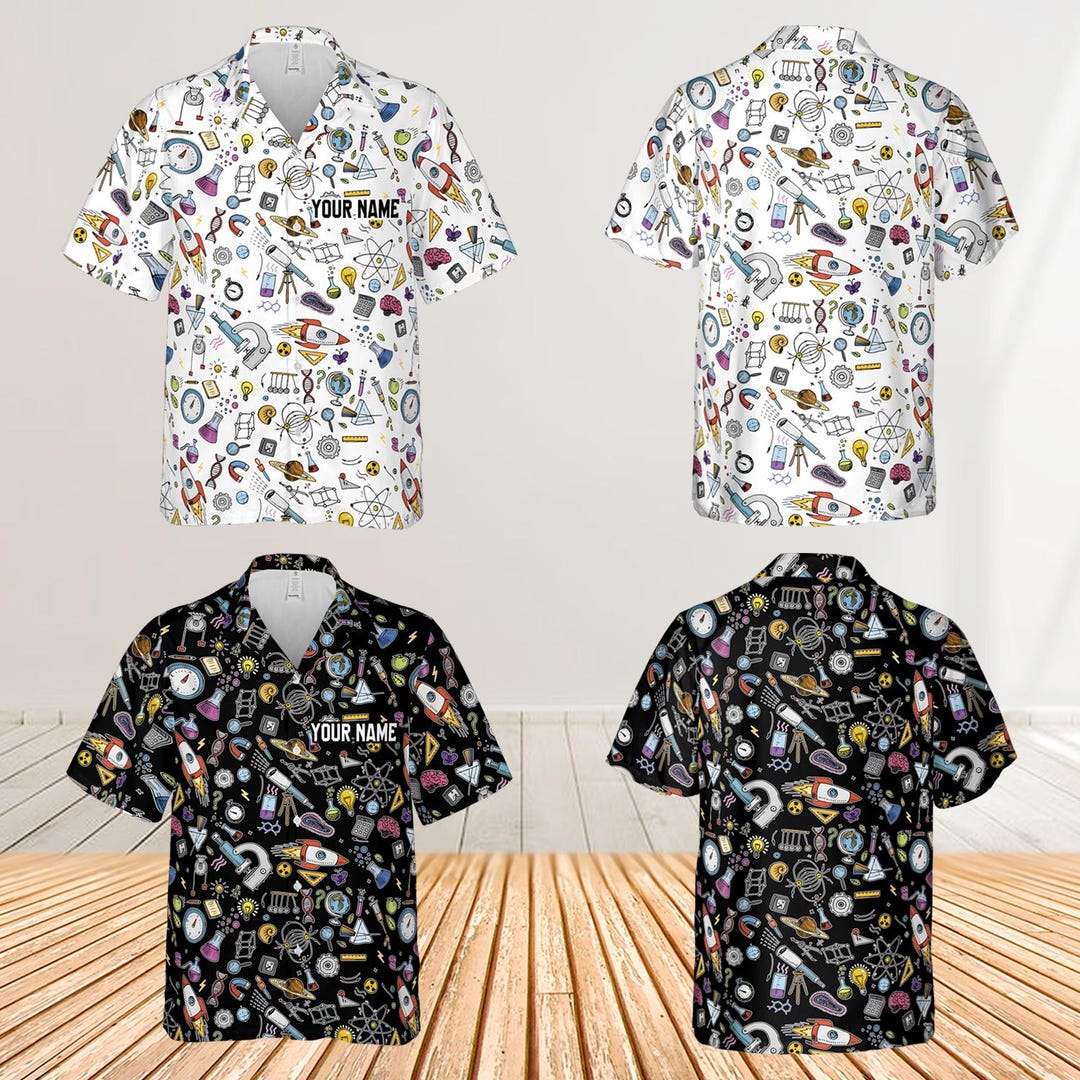 Personalized Name Science Lab Teacher Hawaiian Shirt, Custom Science ...