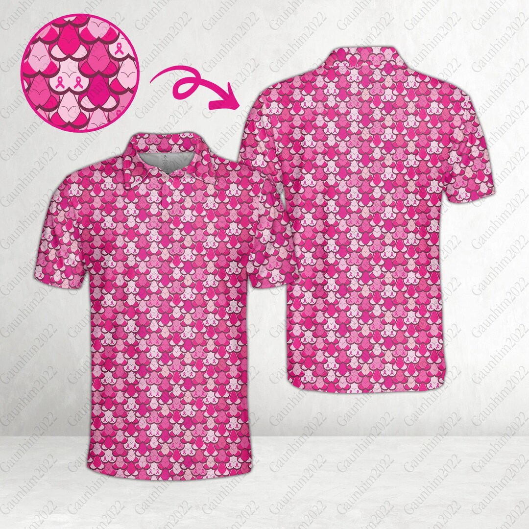 Titties Breast Cancer Awareness Polo Shirt, Pink Ribbon Breast Cancer ...